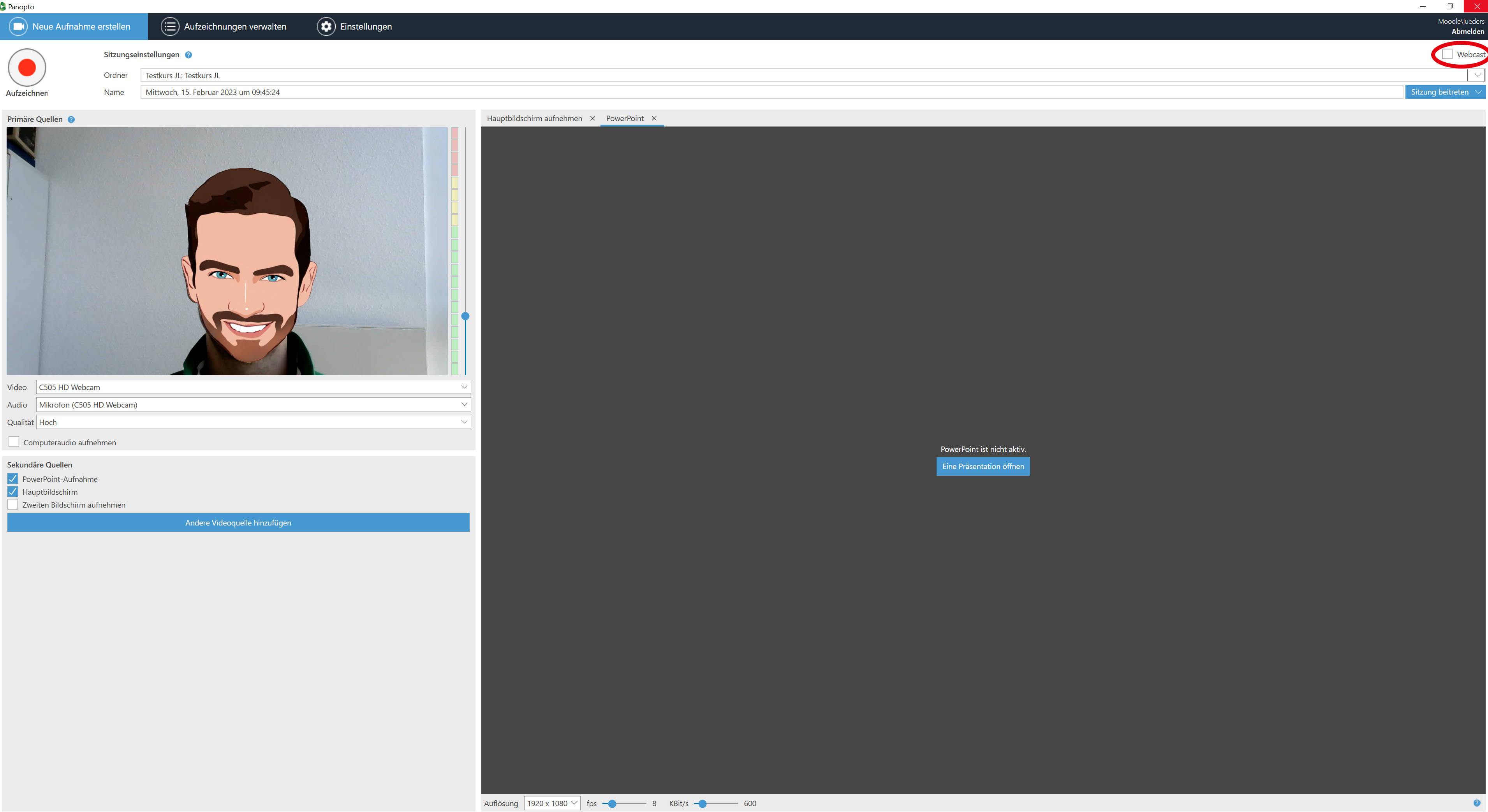 Kurs: Panopto | Lernplattform der THGA Bochum